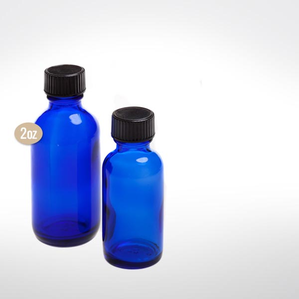 Cobalt Blue Glass Bottle Boston Round 2 Oz